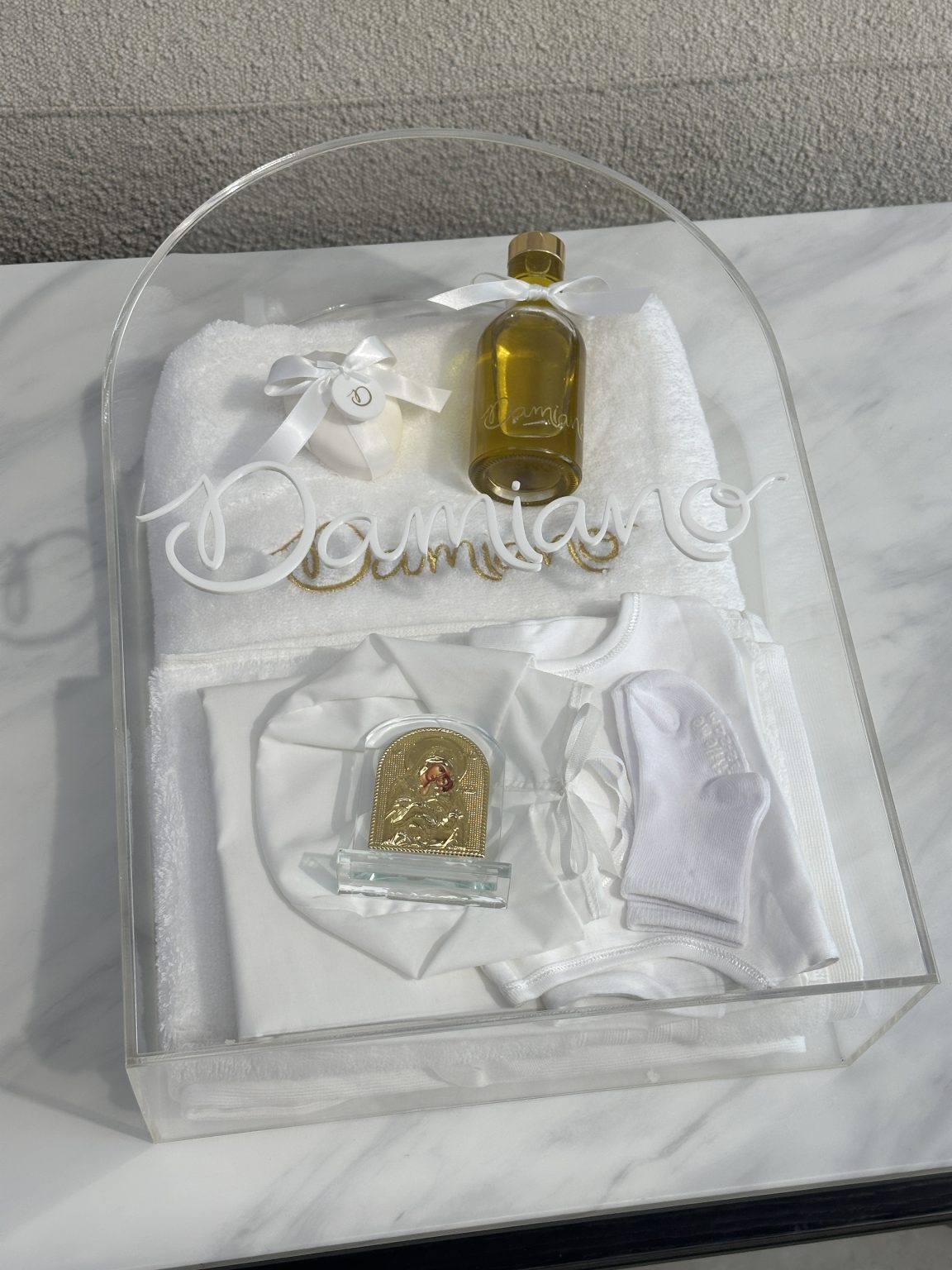 CLEAR ACRYLIC ARCH CHRISTENING KEEPSAKE BOX - The Luxx Co
